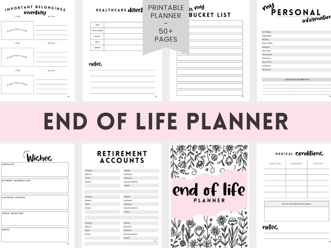 End of Life Planner Printable Just in Case Death Binder Estate Planning ...