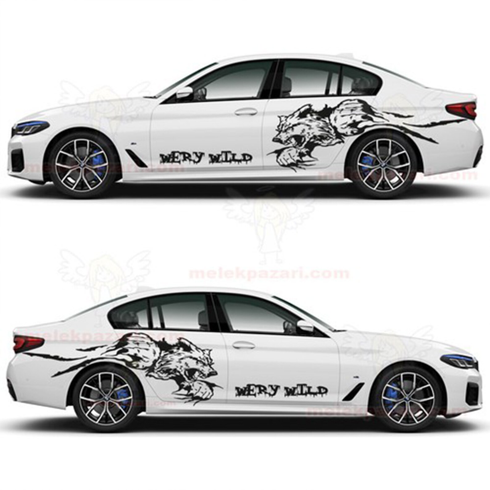 Wild Wolf Fender Top Side Trunk Auto Sticker , Wolf Car Sticker Tower ...