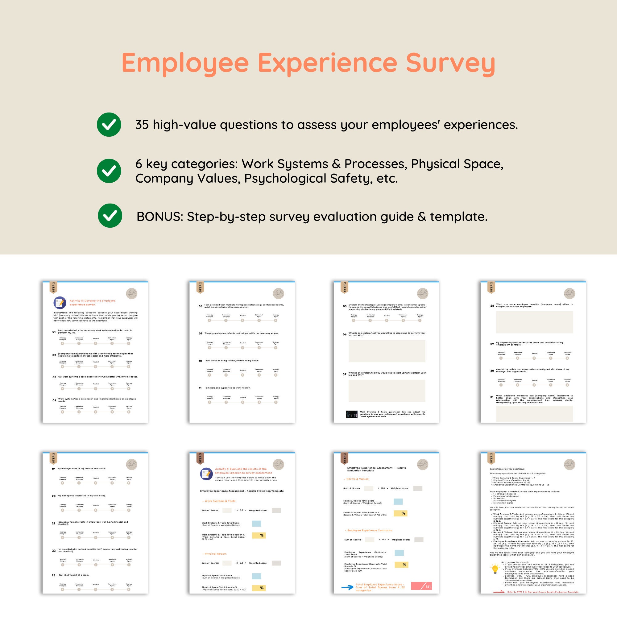 Employee Experience Bundle | Experience Survey | +15 Editable HR and ...