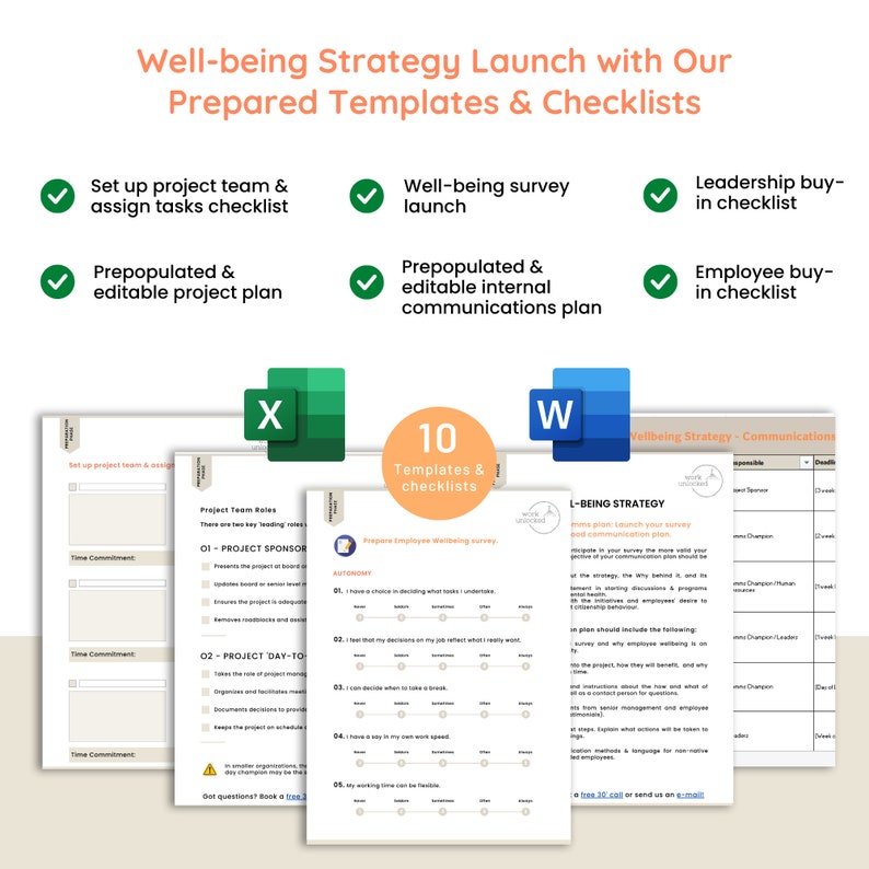 Employee Wellbeing Workbook: HR & Leader Templates (editable) - Etsy