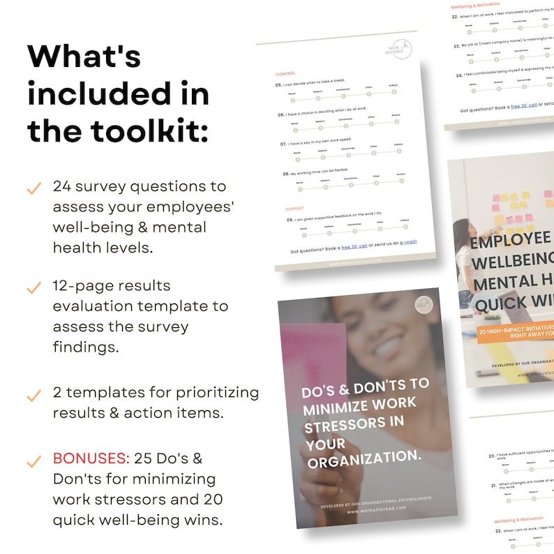 Employee Well-being & Mental Health Survey: 24 Questions (action Plan ...