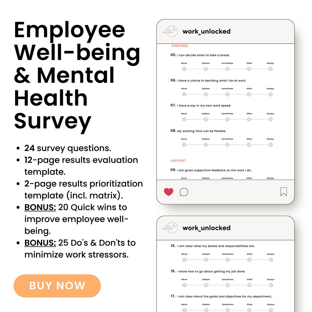 Employee Well-being Survey | 24 Practical Questions | Employee ...