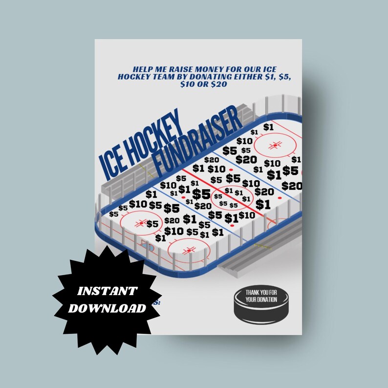 Printable Ice Hockey Fundraiser Sheet | Raise Money for Your Ice Hockey ...
