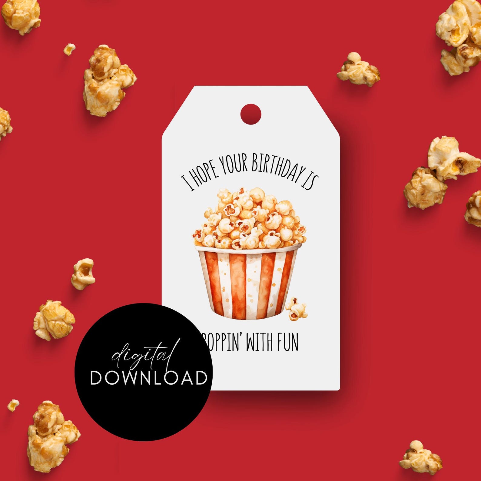 Printable Gift Tag | I Hope Your Birthday is Poppin' Wit Fun | Digital ...