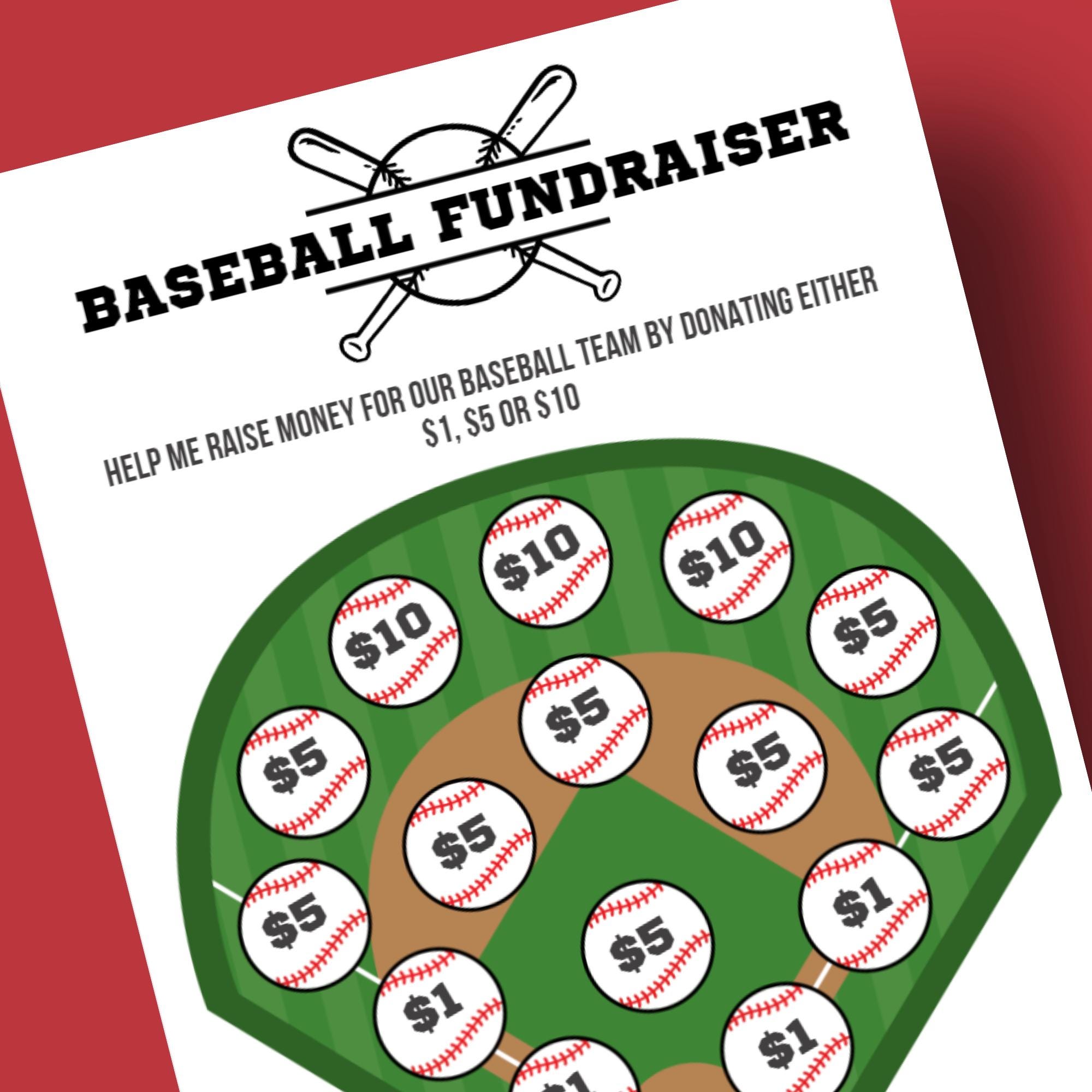 Printable Baseball Fundraiser Sheet | PDF Digital Download - Etsy