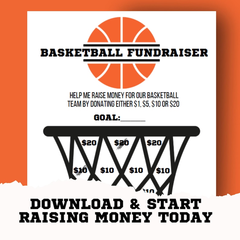 Printable Basketball Fundraiser Sheet | Digital Download Basketball ...