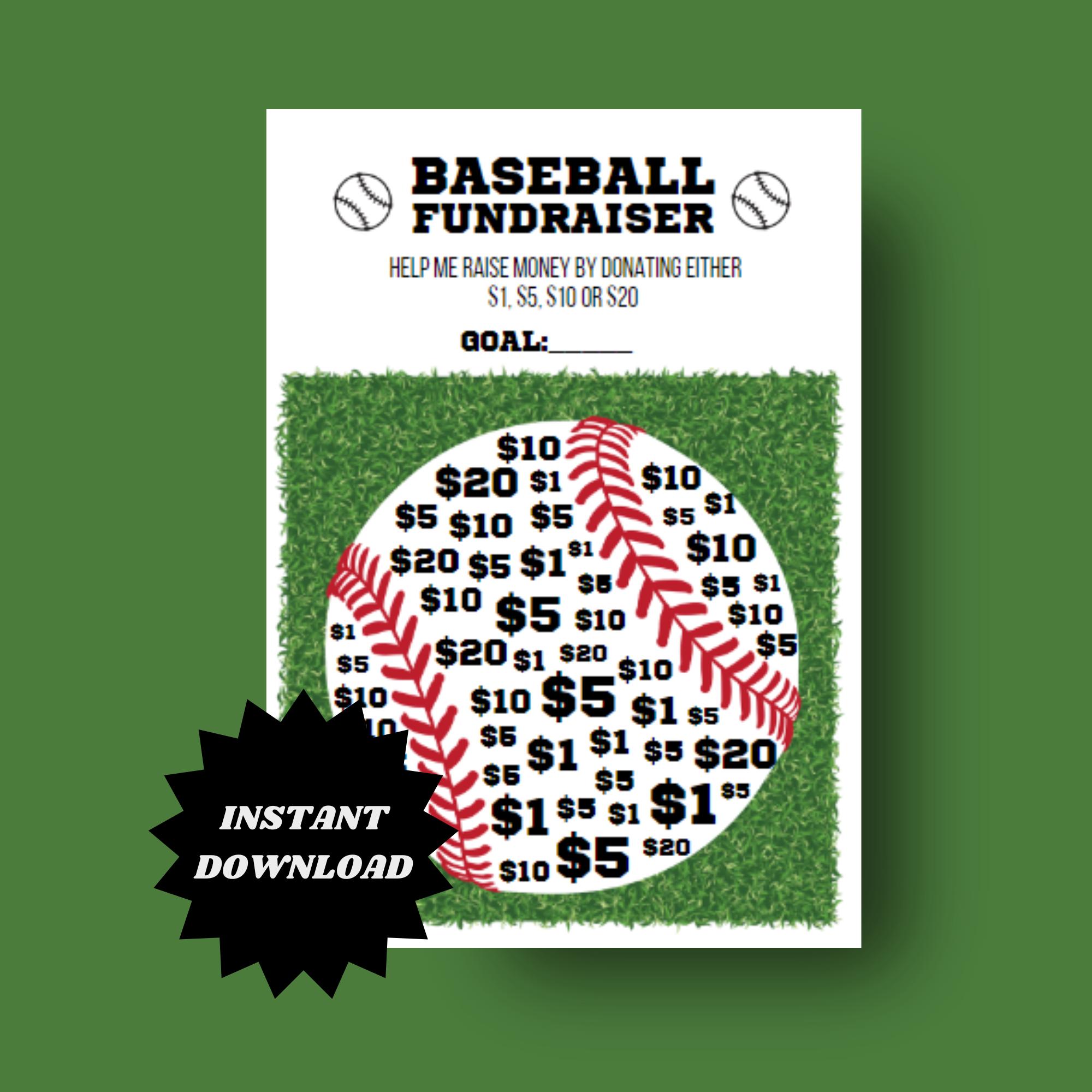 Printable Baseball Fundraiser Sheet | Raise up to 200 Dollars | PDF ...