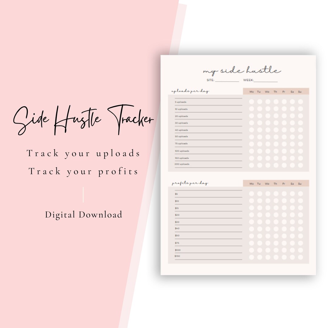Side Hustle Tracker Printable Weekly Profit and Upload - Etsy