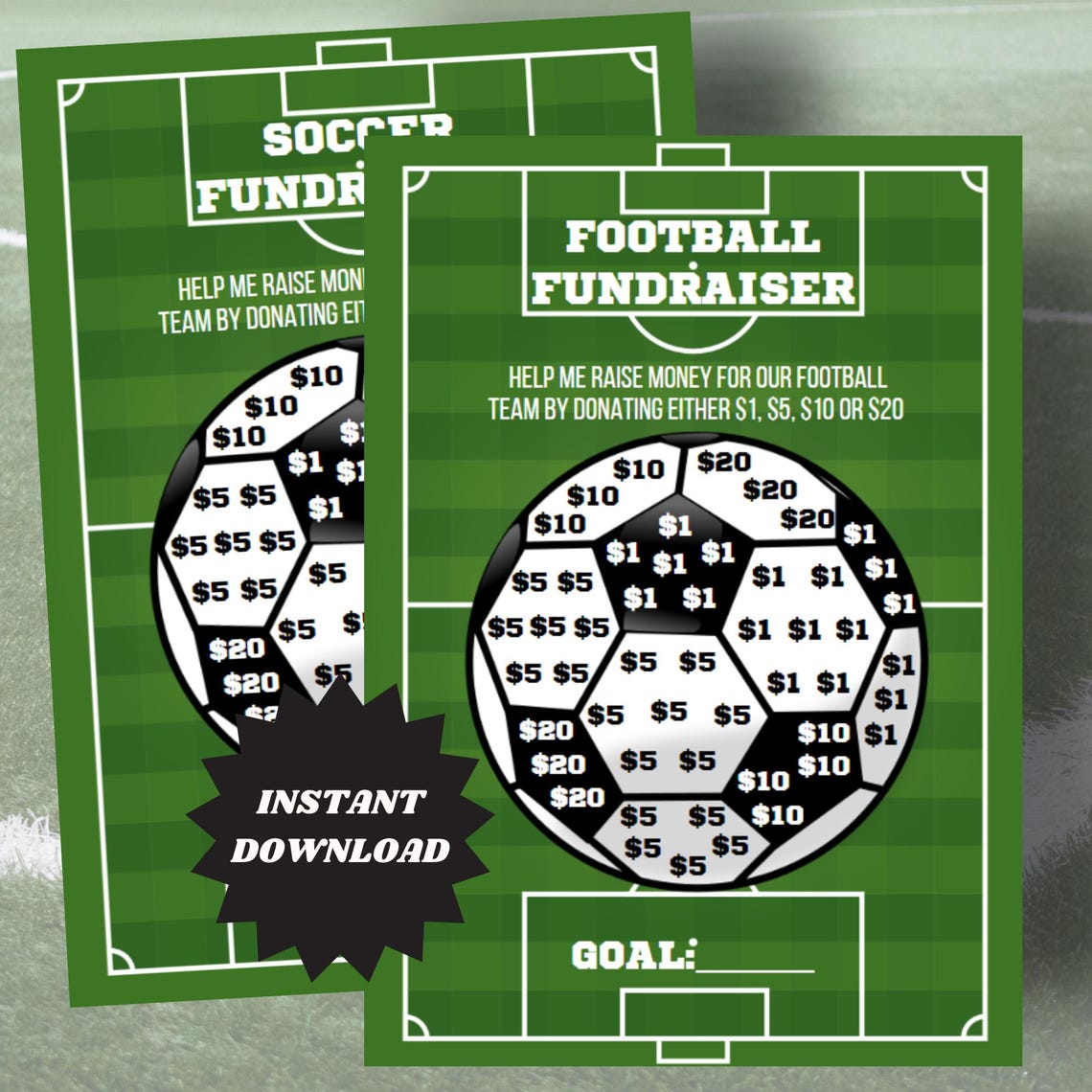 Printable Football Fundraiser Sheet | Printable Soccer Fundraiser Sheet ...