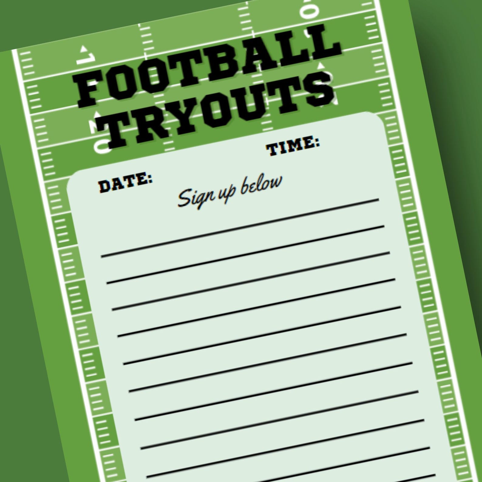 Printable Football Tryout Sign up Sheet PDF Digital Download - Etsy