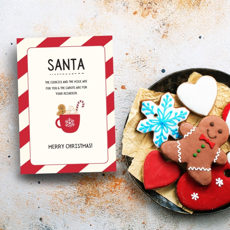 Printable Sign for Santa | Christmas Cookie Sign for Kids | Digital ...