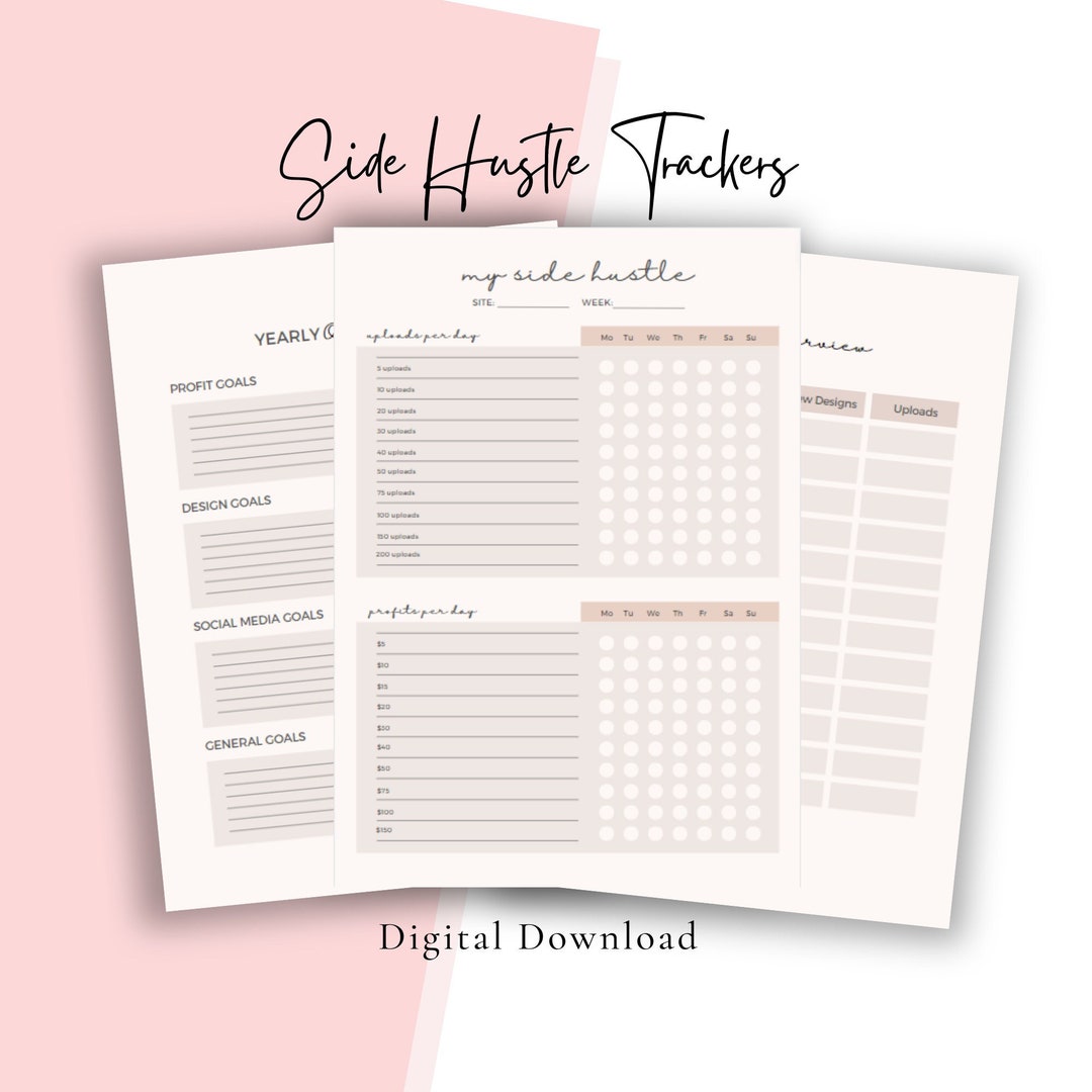 Side Hustle Goal Tracker Printable Weekly Profit Yearly and - Etsy