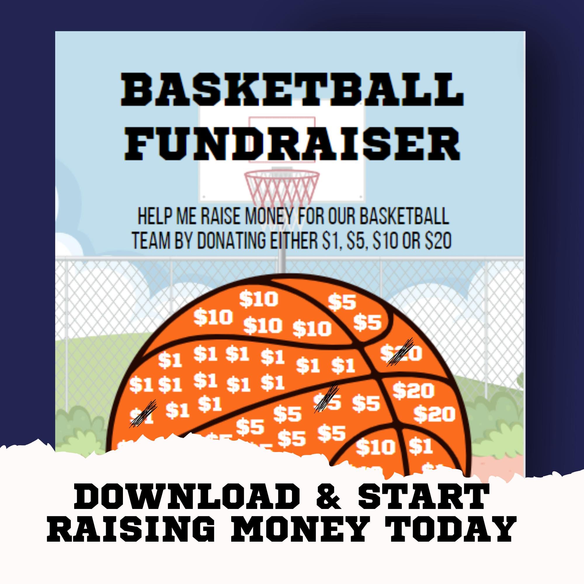 Printable Basketball Fundraiser Sheet | Basketball Fundraiser Digital ...