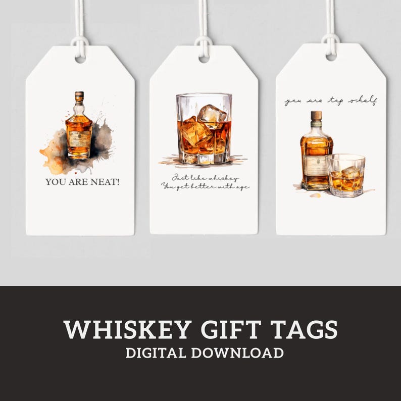 3 X Printable Gift Tags | Whiskey Themed Gift Tags | Digital Download ...