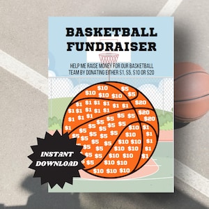 Printable Basketball Fundraiser Sheet | Basketball Fundraiser Digital ...
