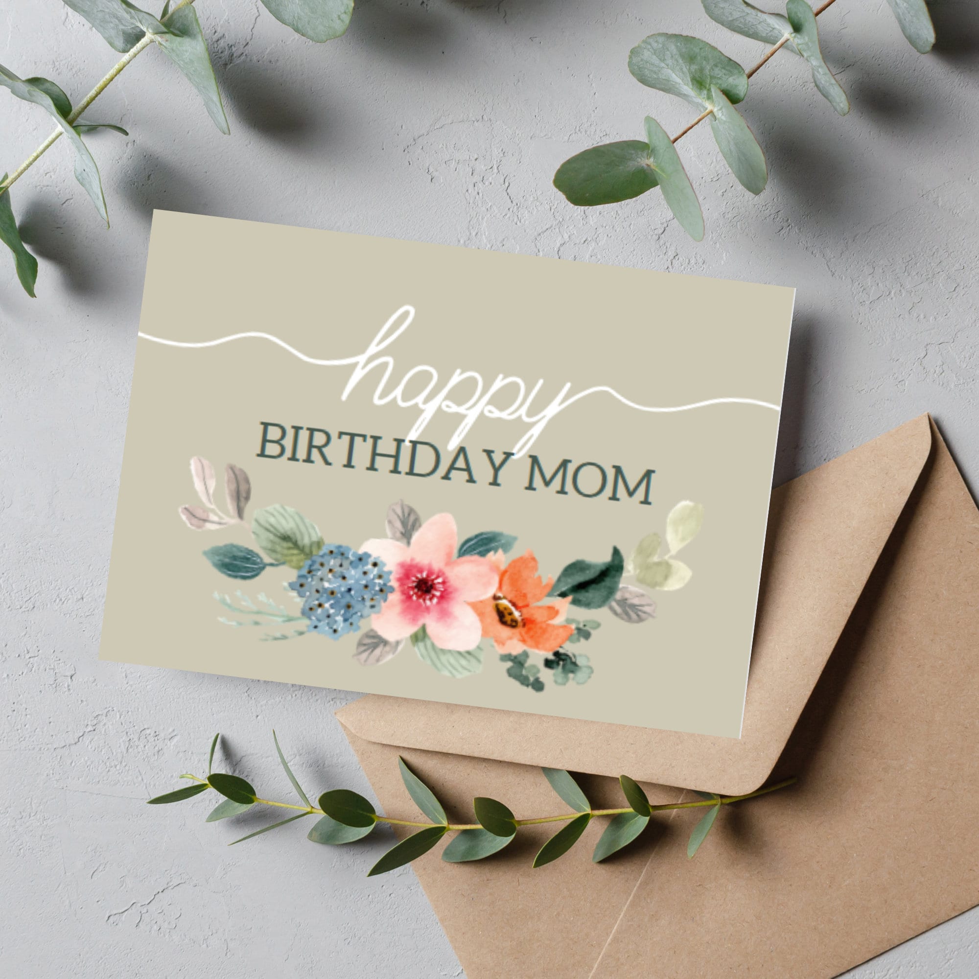 Printable Birthday Card for Mom, Cute Greeting Card for Mom's Birthday ...