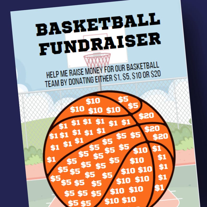 Printable Basketball Fundraiser Sheet | Basketball Fundraiser Digital ...
