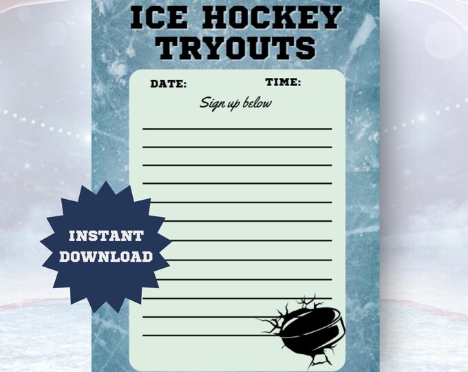 Printable Ice Hockey Sign up Sheet | PDF Digital Download - Etsy