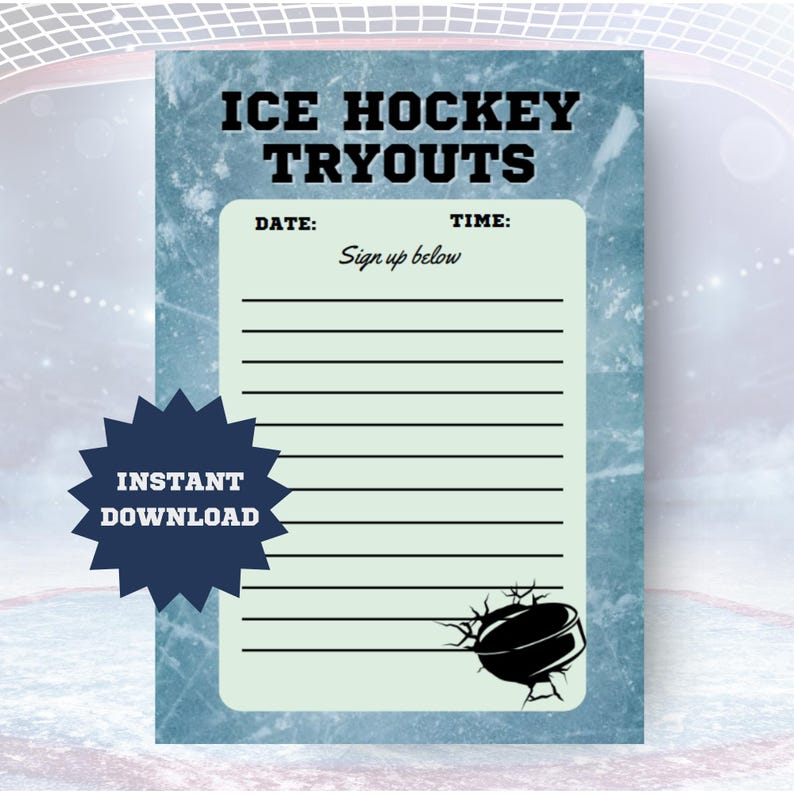 Printable Ice Hockey Sign up Sheet | PDF Digital Download - Etsy