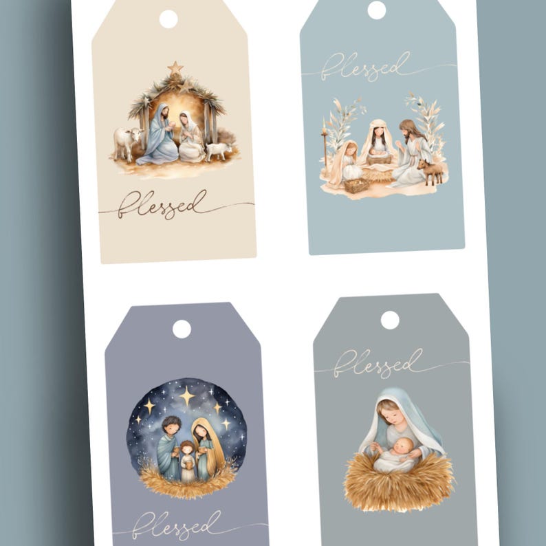 Nativity Gift Tags | 8 X Gift Tags for Christmas Digital Download - Etsy