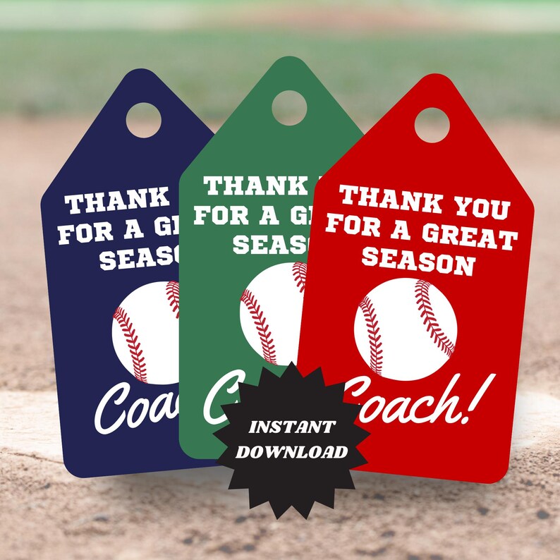 Printable Baseball Gift Tags for Coach | Thank You for A Great Season ...