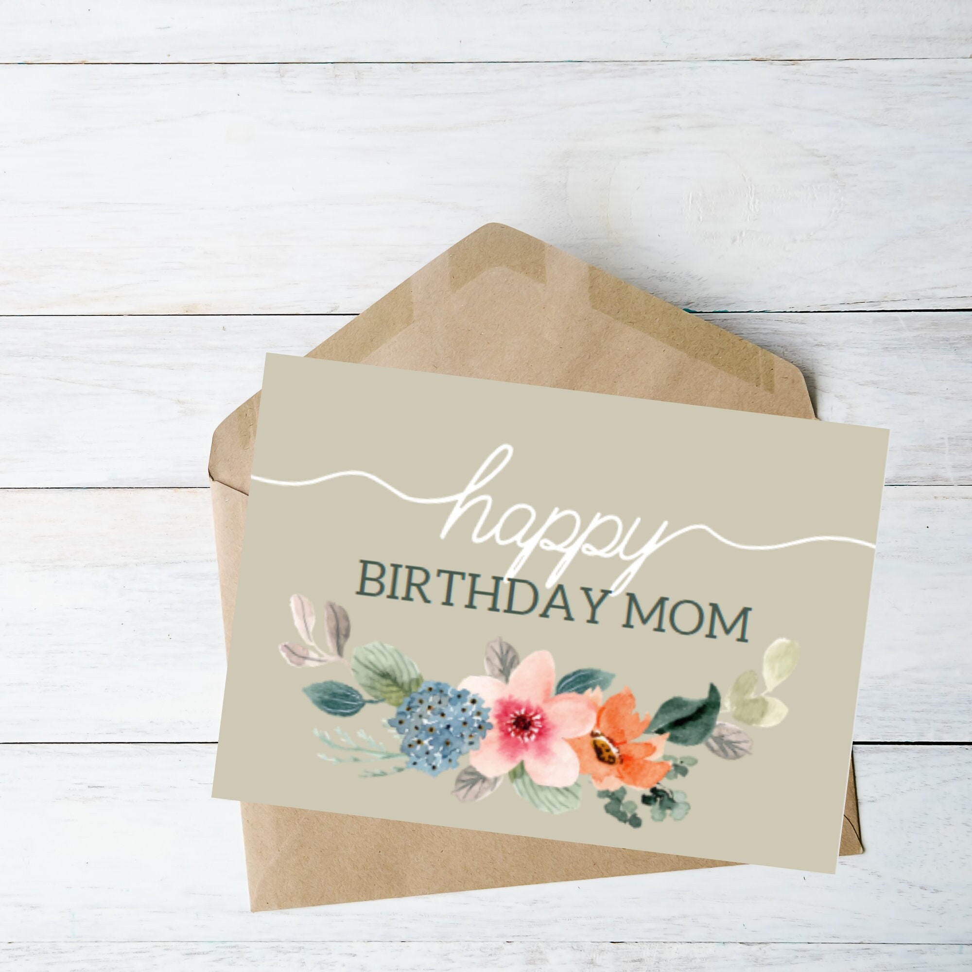 Printable Birthday Card for Mom, Cute Greeting Card for Mom's Birthday ...