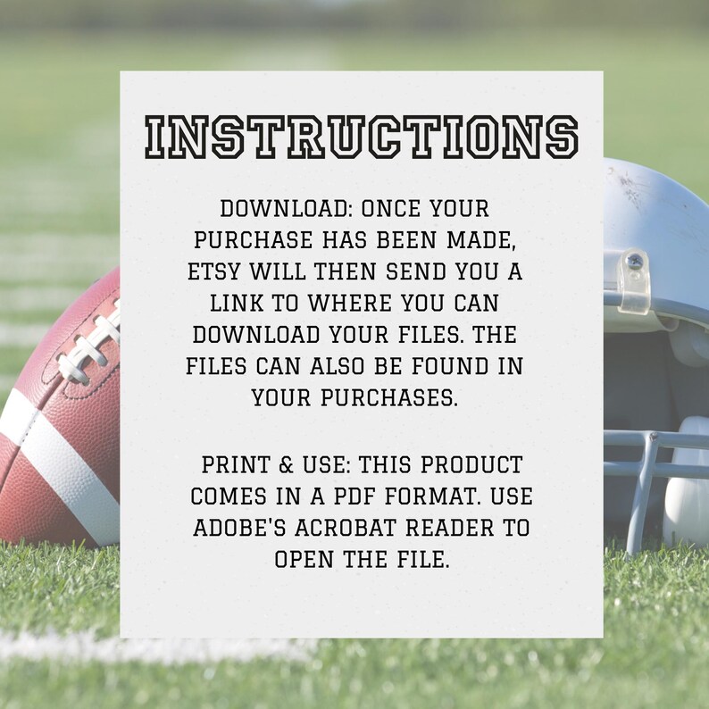 Printable Football Tryout Sign up Sheet PDF Digital Download - Etsy