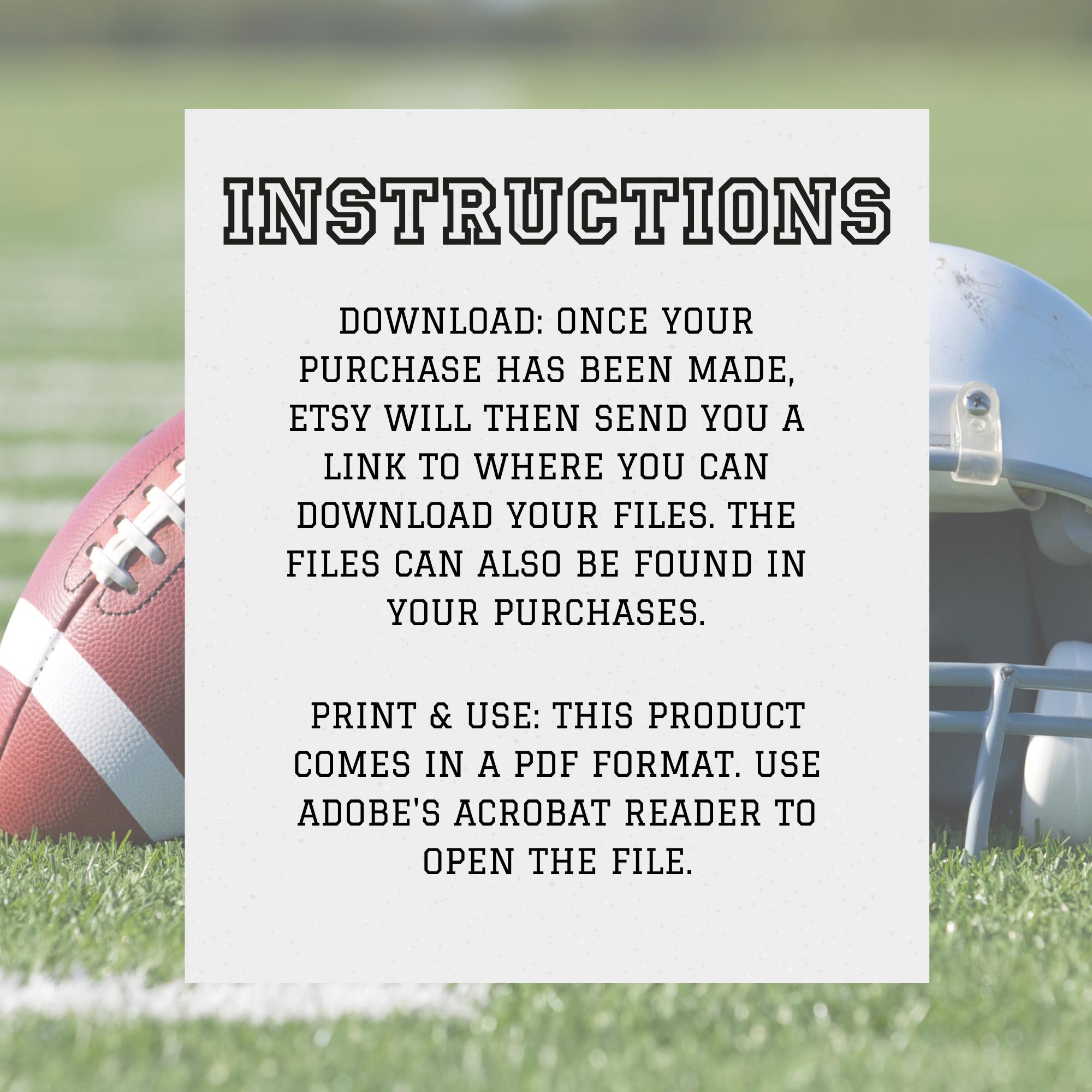 Printable Football Tryout Sign up Sheet | PDF Digital Download - Etsy