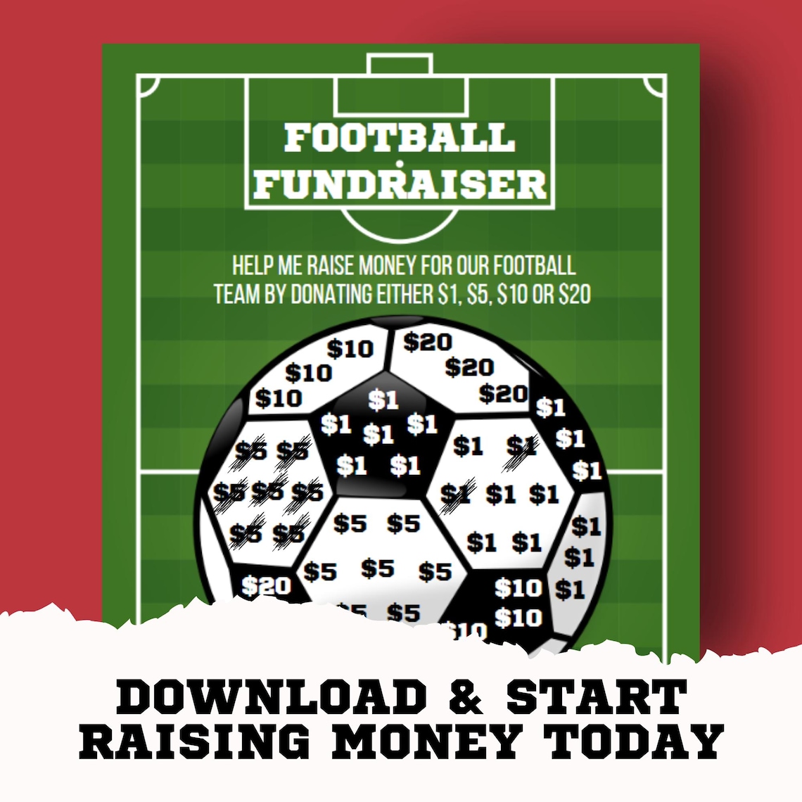 Printable Football Fundraiser Sheet | Printable Soccer Fundraiser Sheet ...