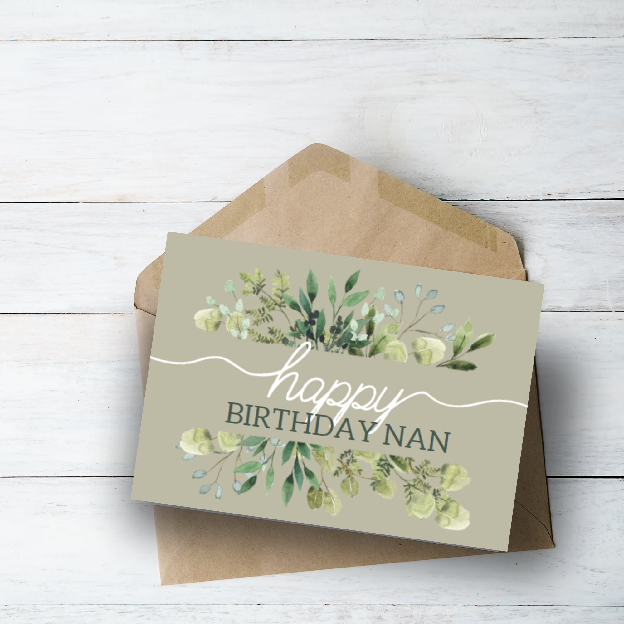 Printable Card for Nan's Birthday, Cute Greeting Card for Nan, Digital ...