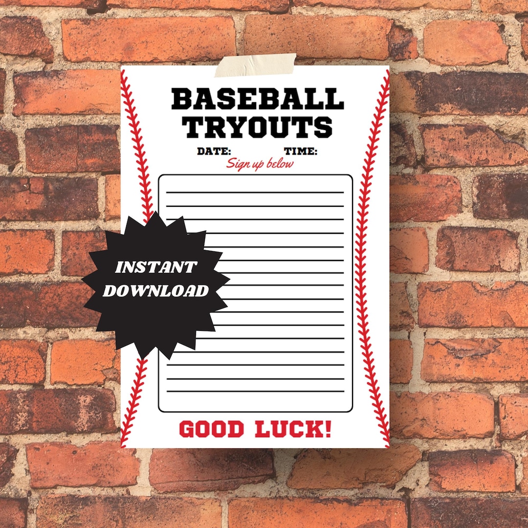 Printable Baseball Tryouts Sign up Sheet | PDF Digital Download - Etsy