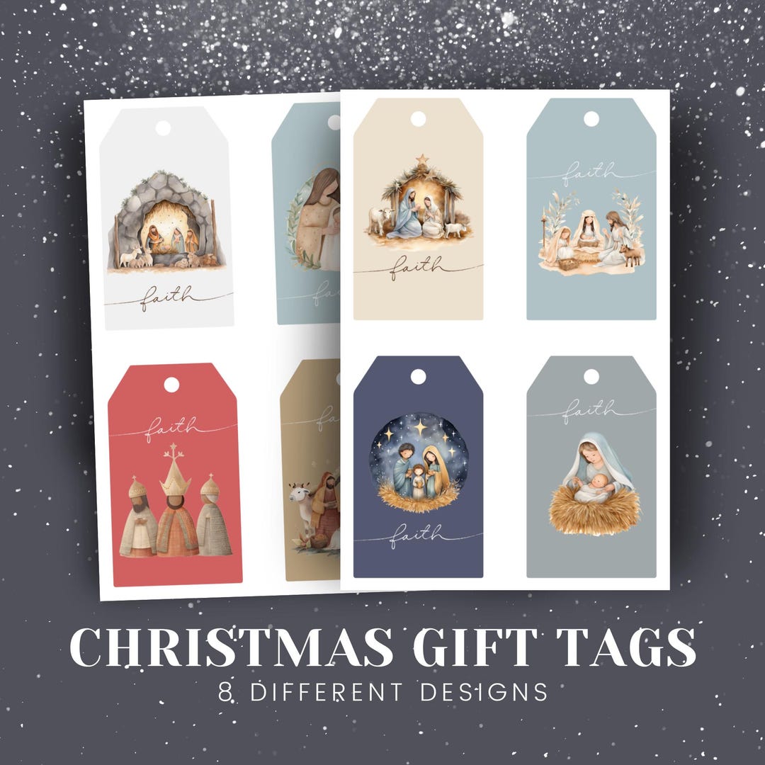 Nativity Gift Tags | 8 X Faith Gift Tags for Christmas Digital Download ...