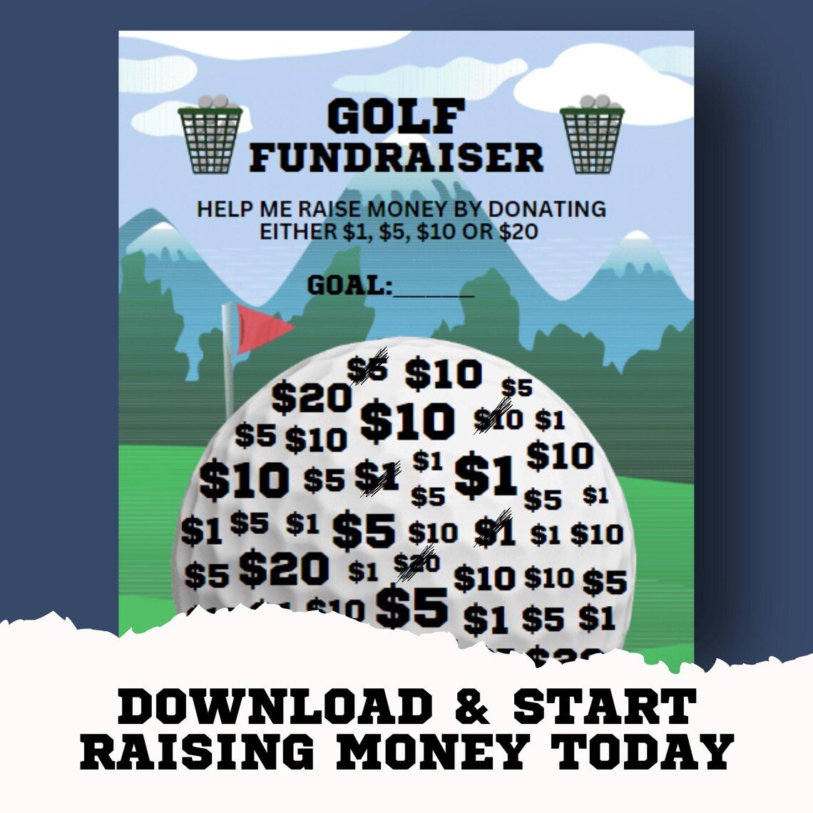 Printable Golf Fundraiser Sheet | Golf Digital Download - Etsy