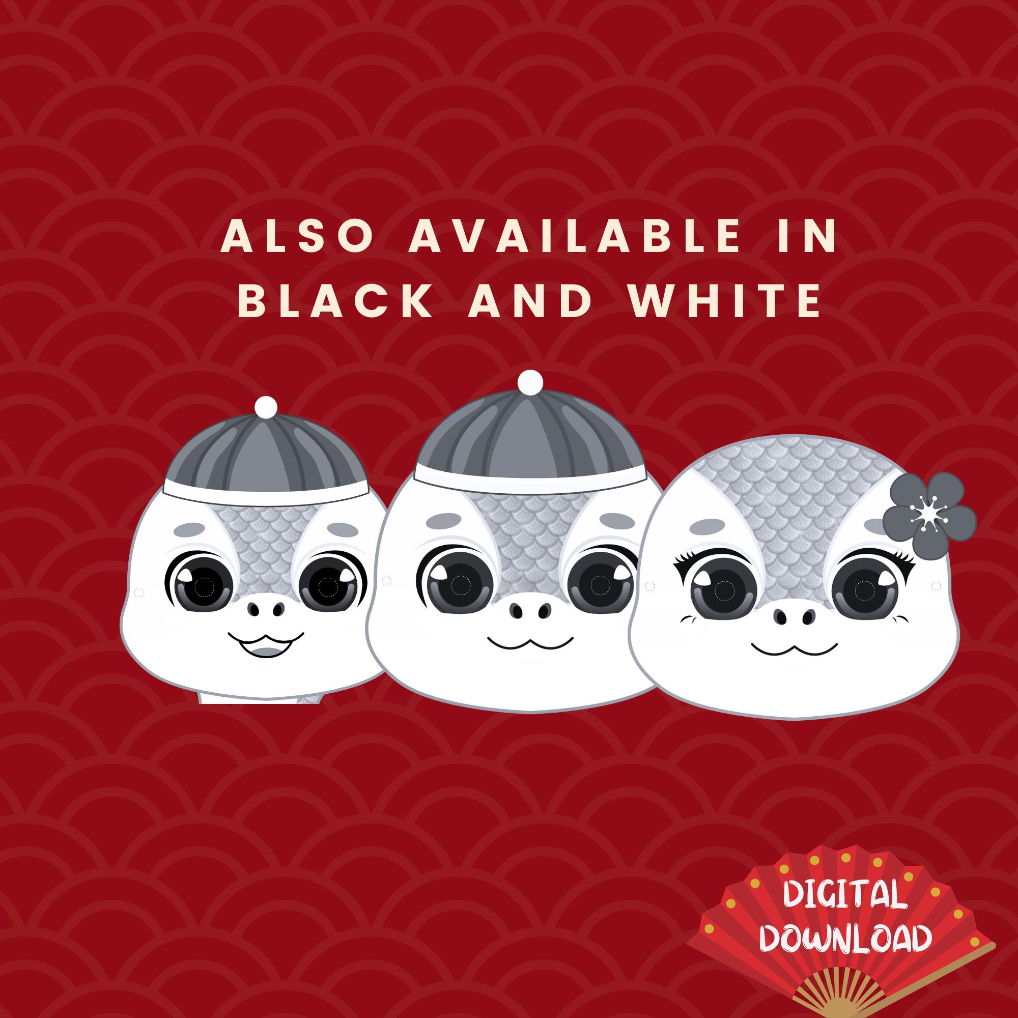 Printable Chinese New Year Masks Year of the Snake Masks Digital ...