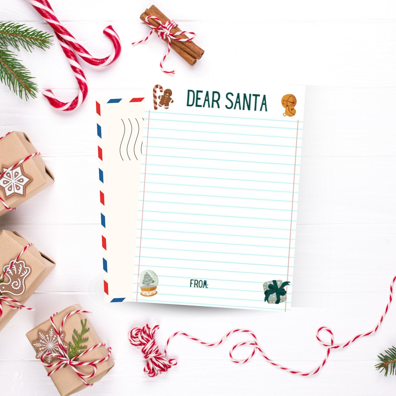 Printable Santa Letter for Children, Christmas Gift List for Kids, Gift ...
