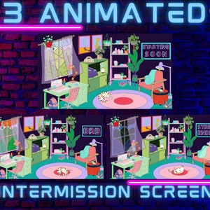 Animated Streaming Overlay Cozy Neon Bedroom With Animated Overlay ...