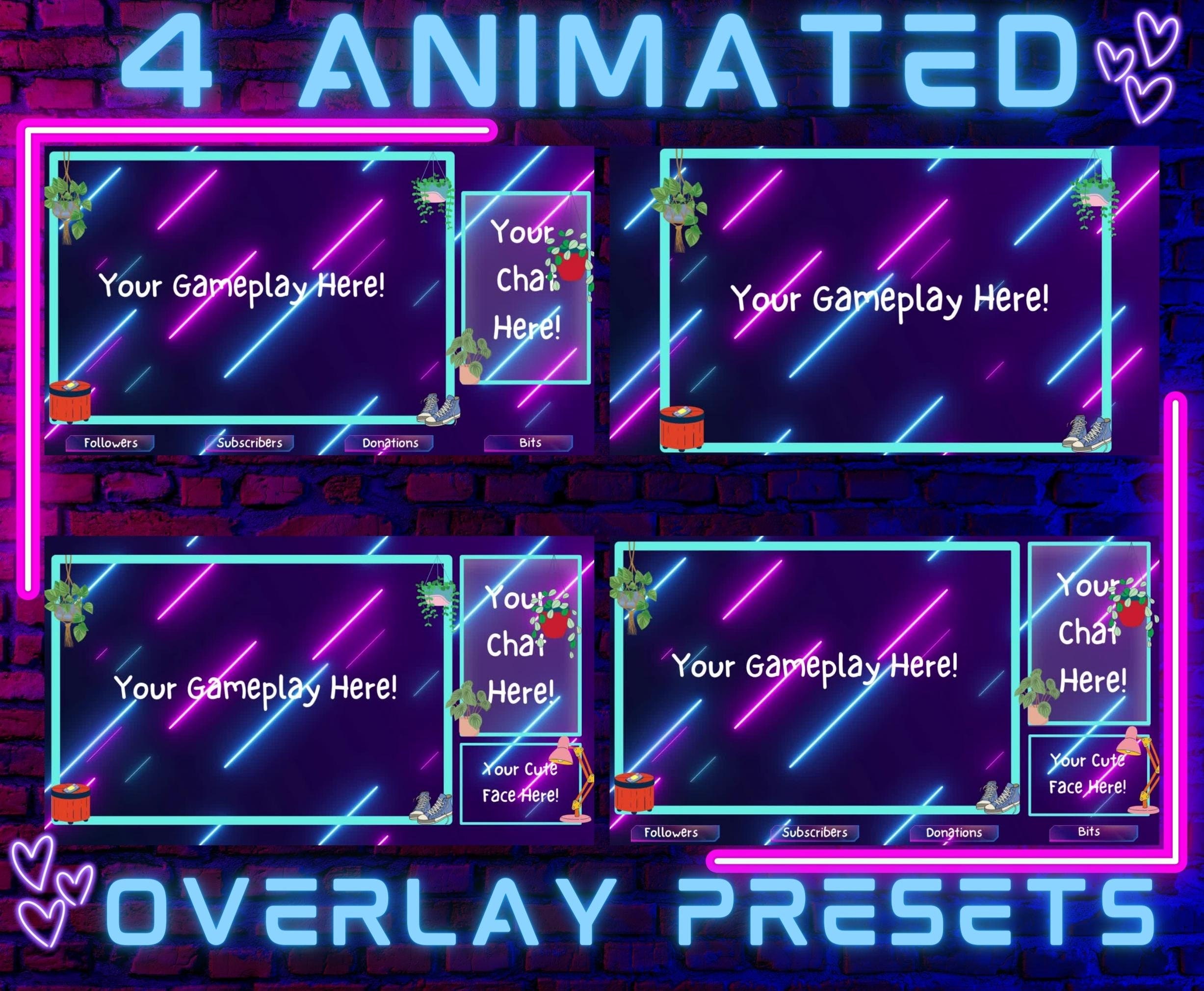 Animated Streaming Overlay Cozy Neon Bedroom With Animated Overlay ...