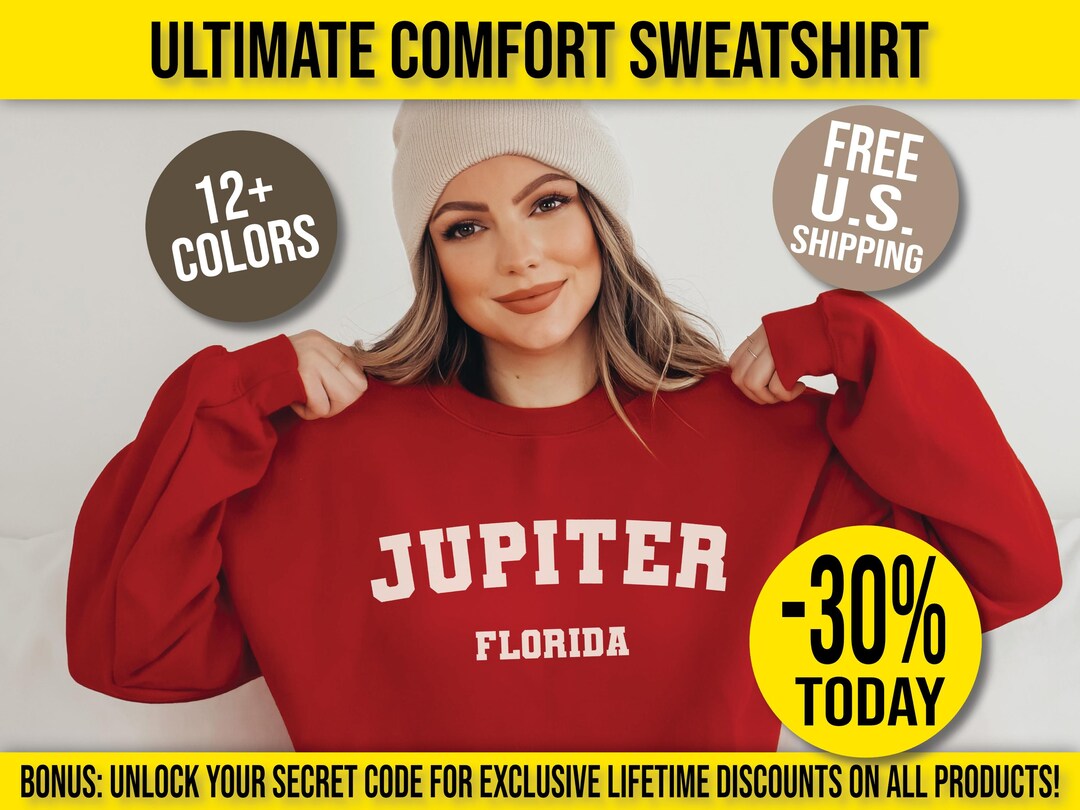 Jupiter Florida Unisex Pullover Sweatshirt Jupiter Crewneck - Etsy