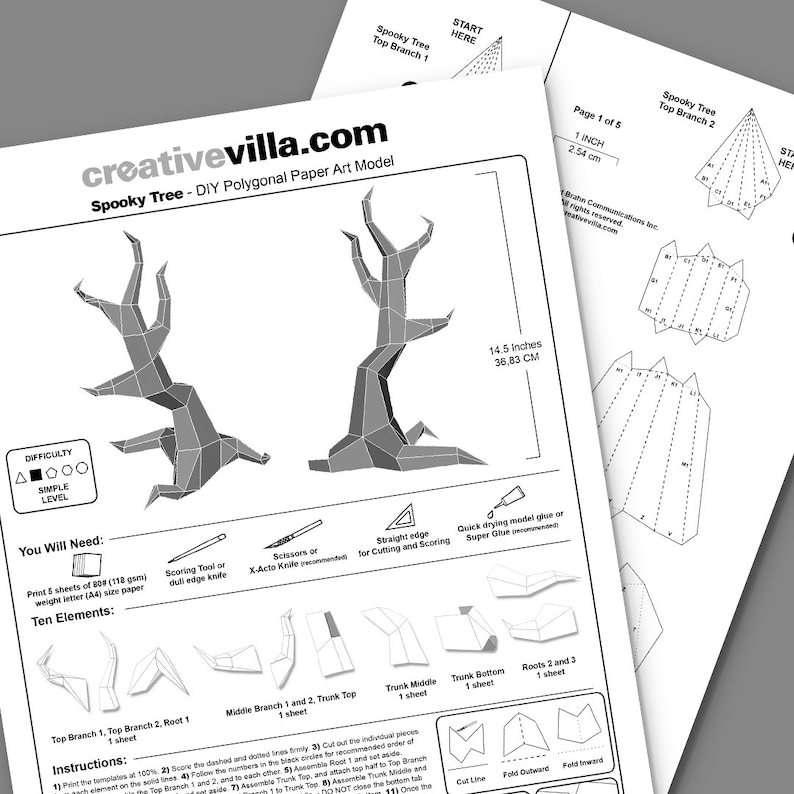 Spooky Tree Low Poly Paper Model Template - Etsy