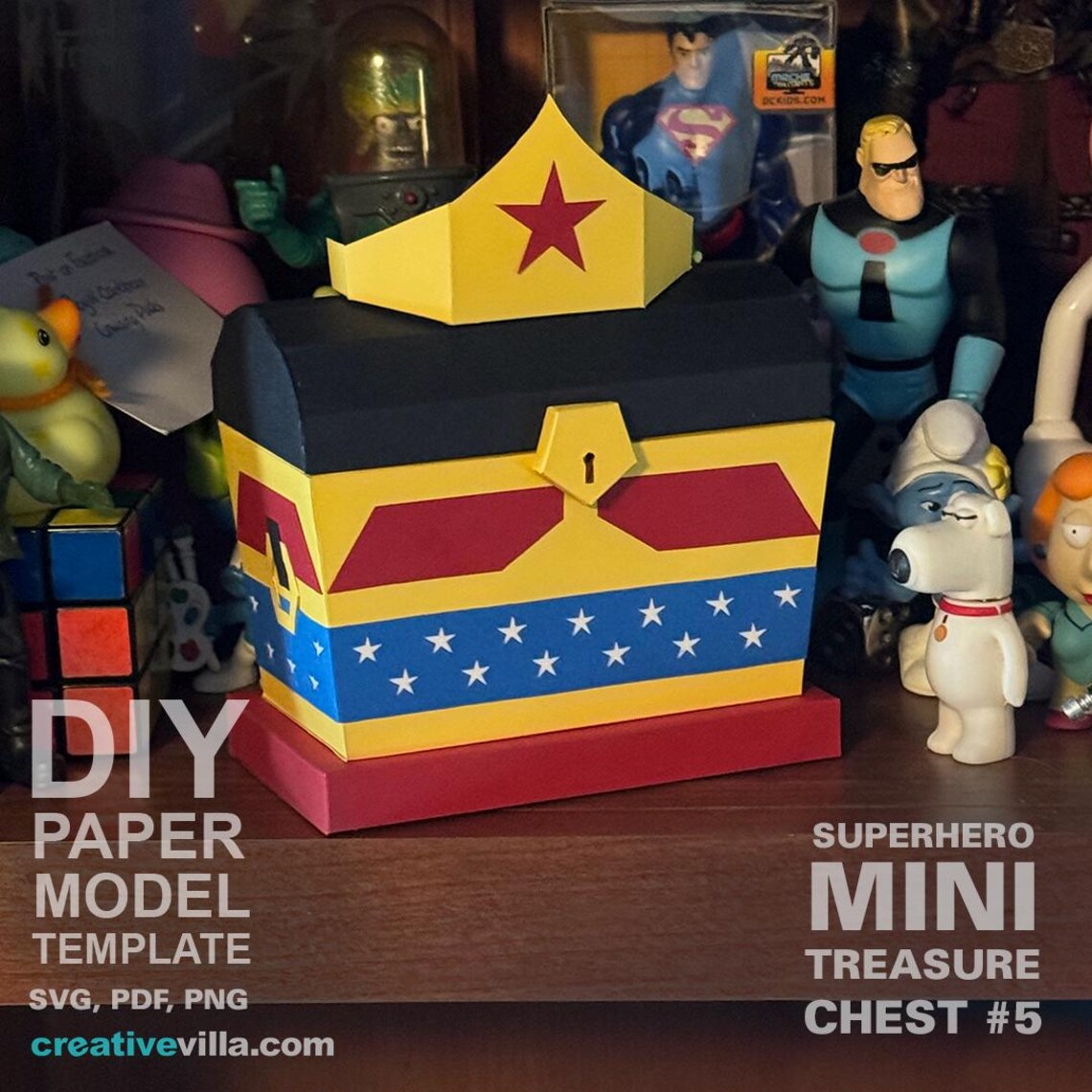 Superhero Mini Treasure Chest #5 - DIY Polygonal Paper Art Model ...