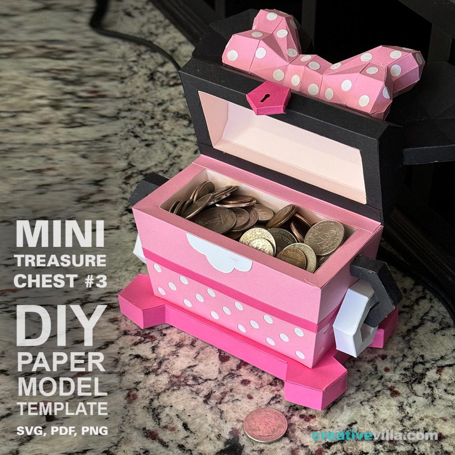Mini Treasure Chest #3 - DIY Polygonal Paper Art Model Template, Paper ...