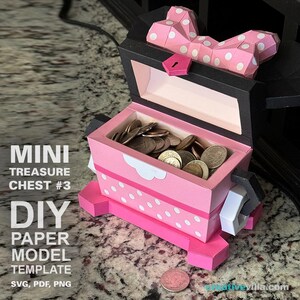 Mini Treasure Chest #3 - DIY Polygonal Paper Art Model Template, Paper ...