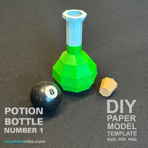 Potion Bottle #1- DIY Low Poly Paper Model Template, Paper Craft - Etsy
