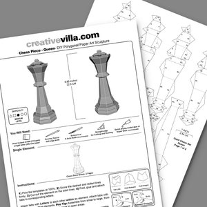 Giant Chess Piece - Queen DIY Low Poly Paper Model Template - Etsy