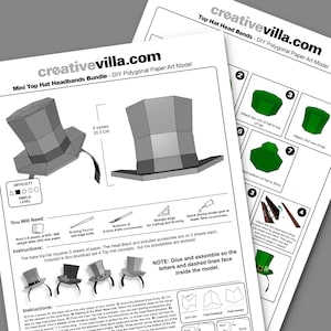 Mini Top Hat Head Bands - DIY Low Poly Paper Model Template, Paper ...