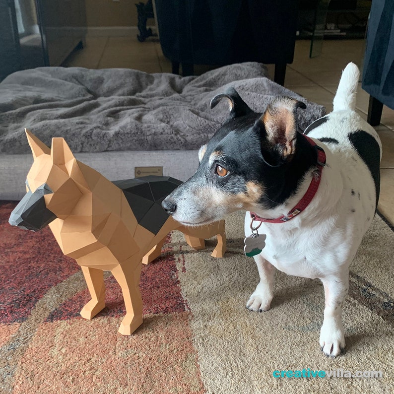 German Shepherd Dog - DIY Low Poly Paper Model Template, Paper Craft - Etsy