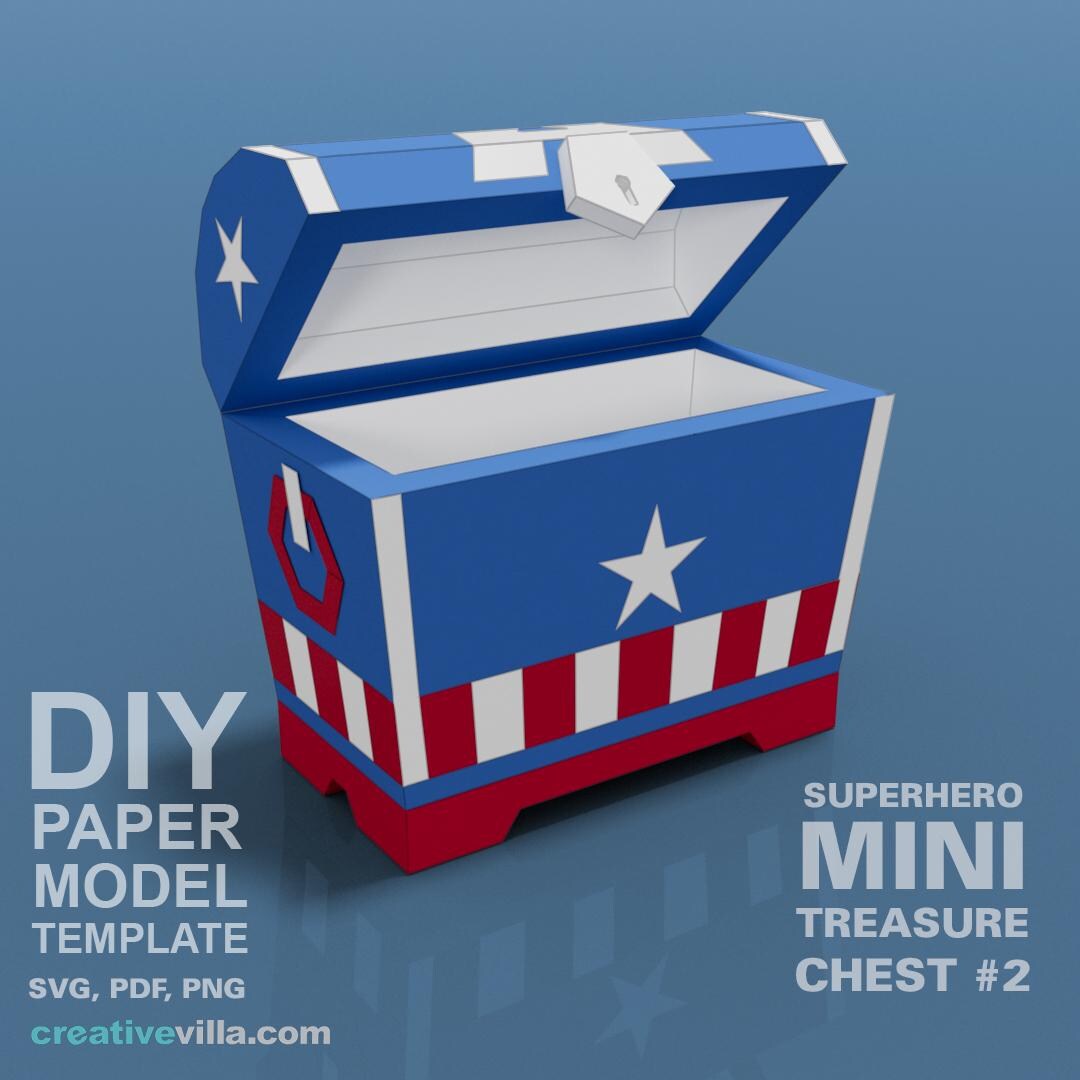 Superhero Mini Treasure Chest #2 - DIY Polygonal Paper Art Model ...