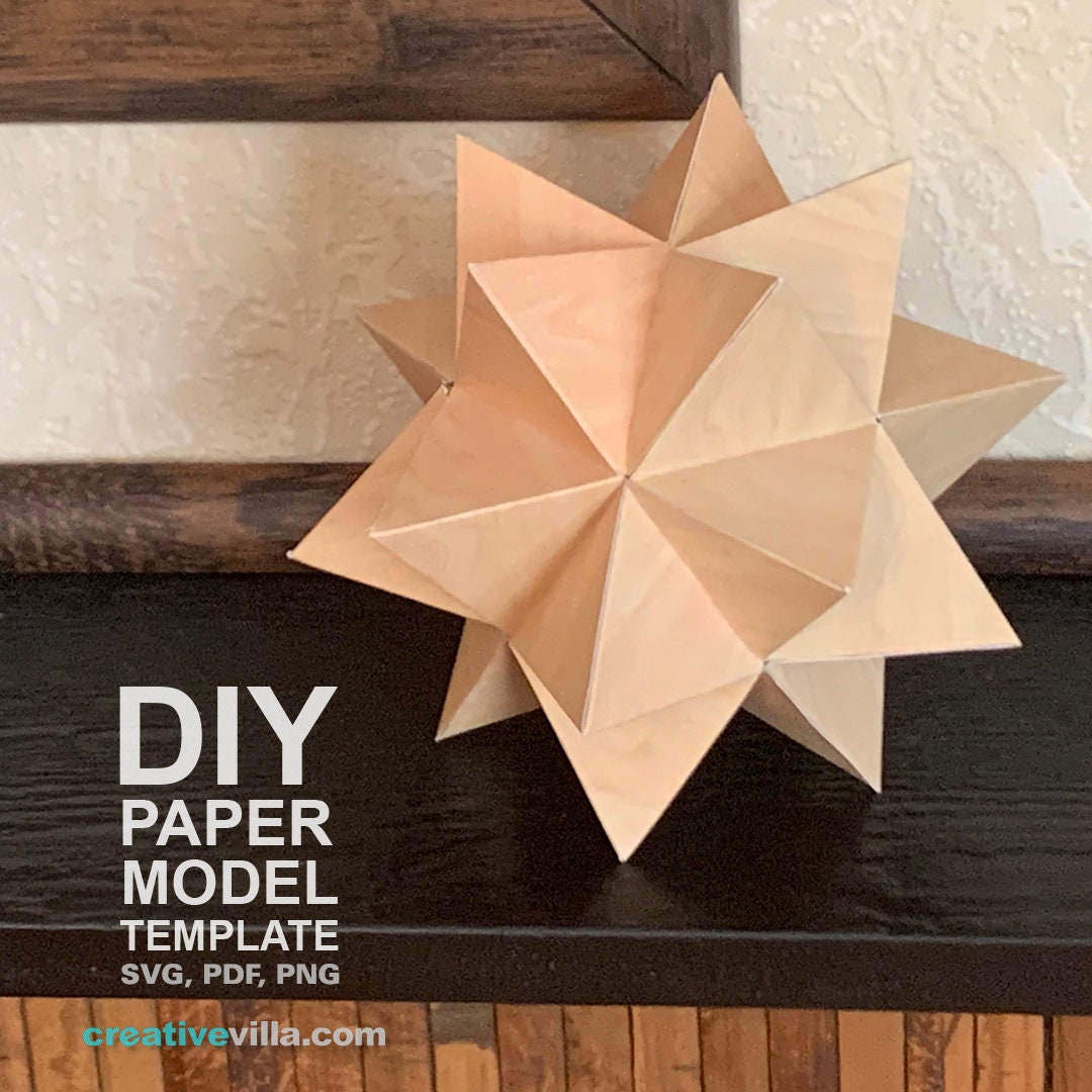 Spiked Icosahedron 3D Shape - DIY Low Poly Paper Model Template, Paper ...