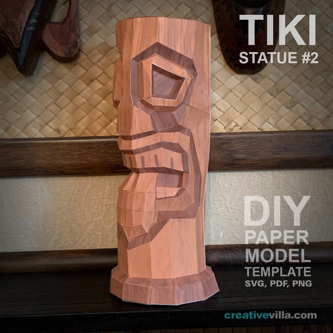 Tiki Statue 2 DIY Polygonal Paper Art Model Template Paper - Etsy