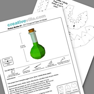 Potion Bottle #1- DIY Low Poly Paper Model Template, Paper Craft - Etsy